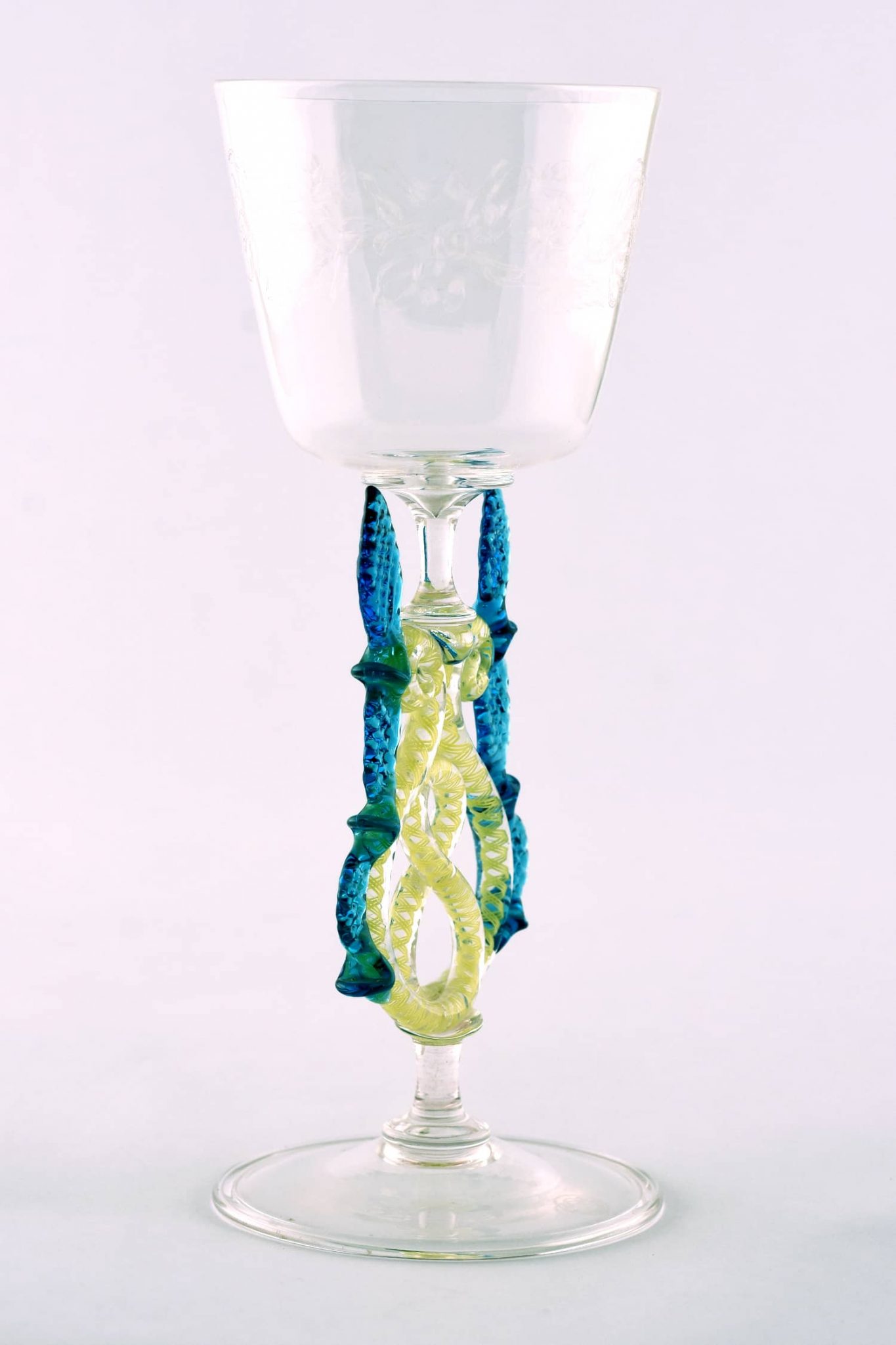 A Rare Ehrenfeld Acid Etched Floral Garland Wine Glass by Oskar Rauter ...