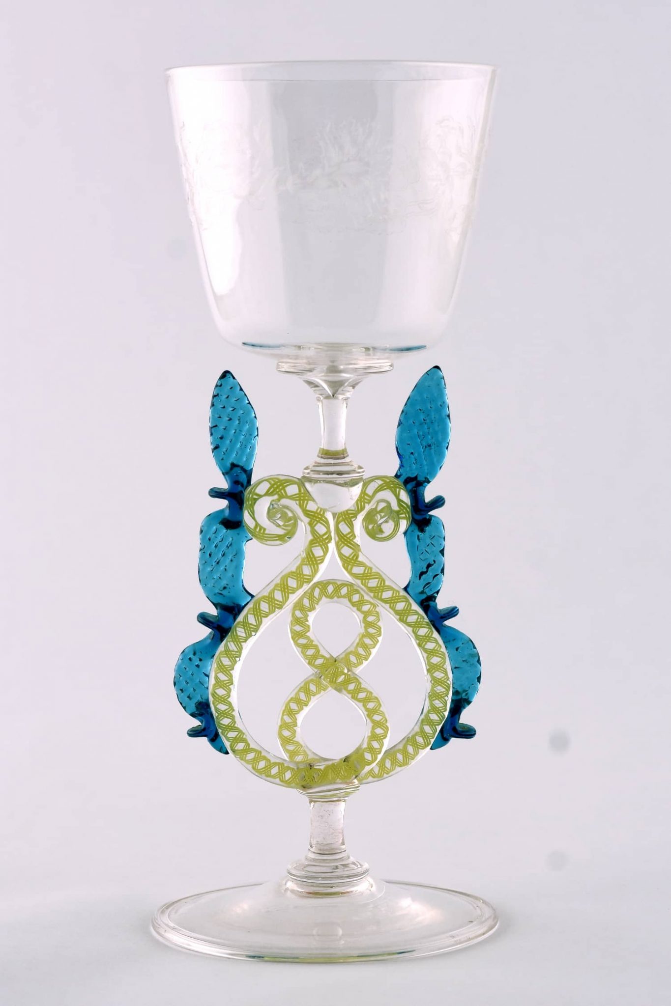 A Rare Ehrenfeld Acid Etched Floral Garland Wine Glass by Oskar Rauter ...