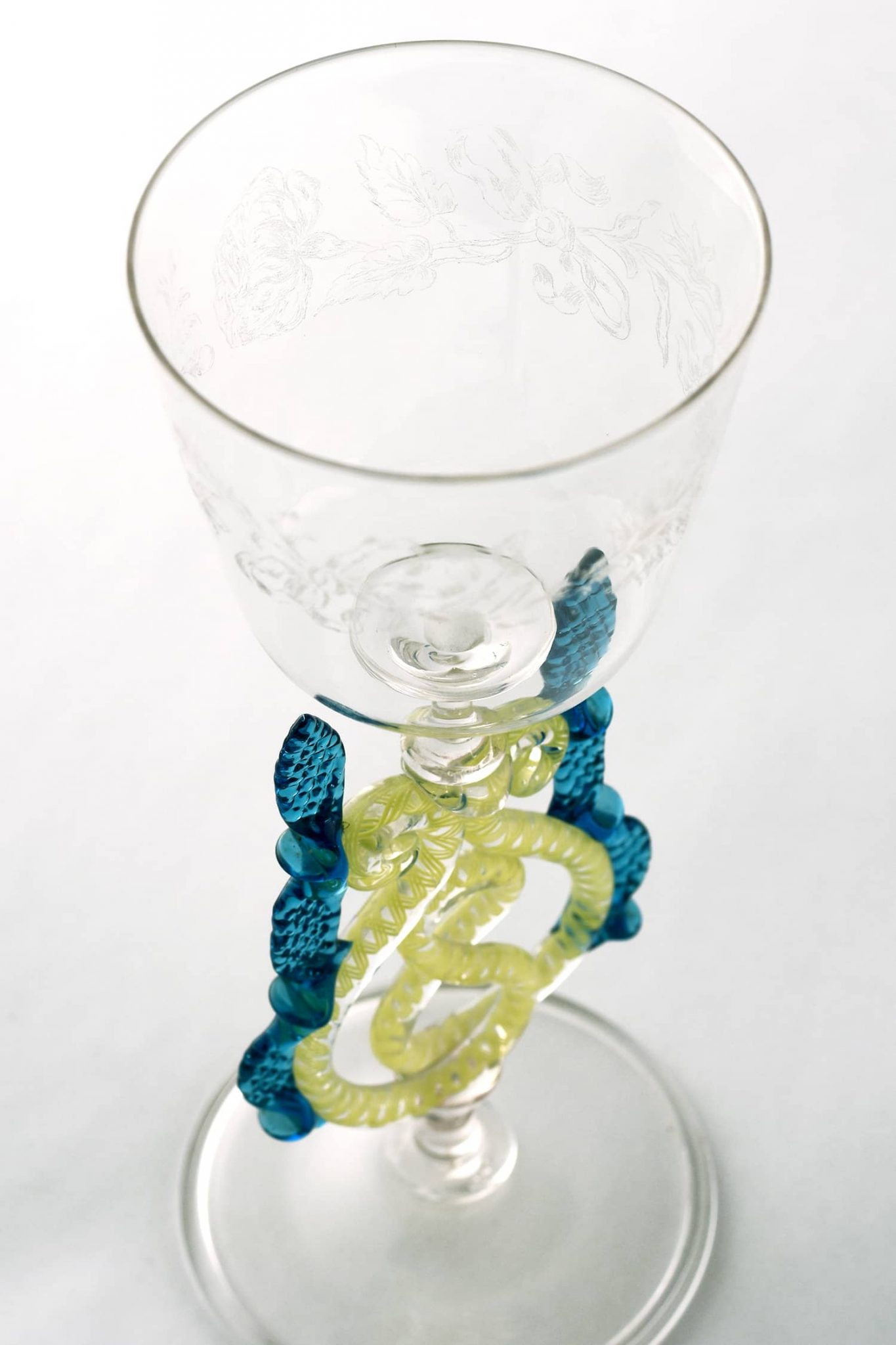 A Rare Ehrenfeld Acid Etched Floral Garland Wine Glass by Oskar Rauter ...