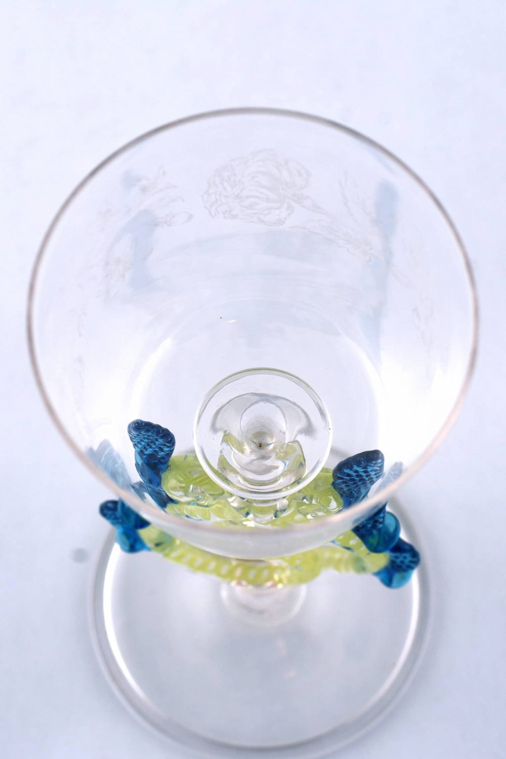 A Rare Ehrenfeld Acid Etched Floral Garland Wine Glass by Oskar Rauter ...